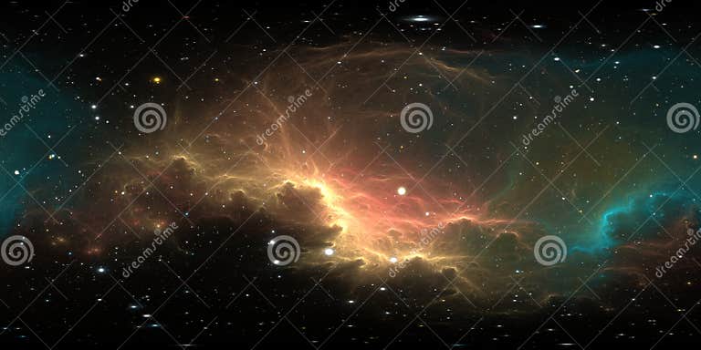 360 Degree Space Background with Nebula and Stars, Equirectangular ...