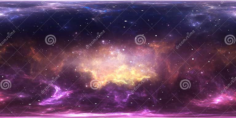 360 Degree Space Background with Nebula and Stars, Equirectangular ...