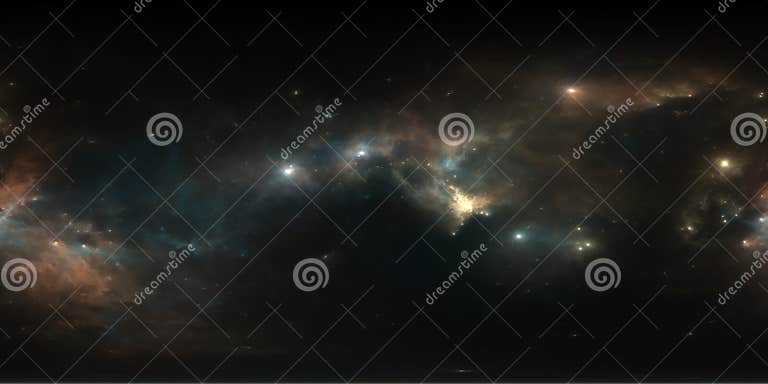 360 Degree Space Background with Nebula and Stars, Equirectangular ...