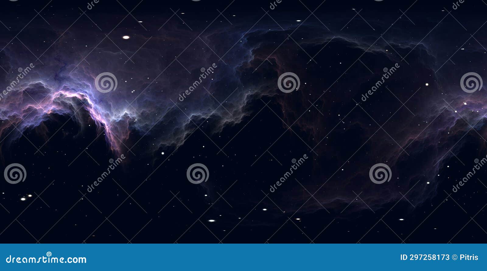 360 Degree Space Background with Nebula and Stars, Equirectangular ...