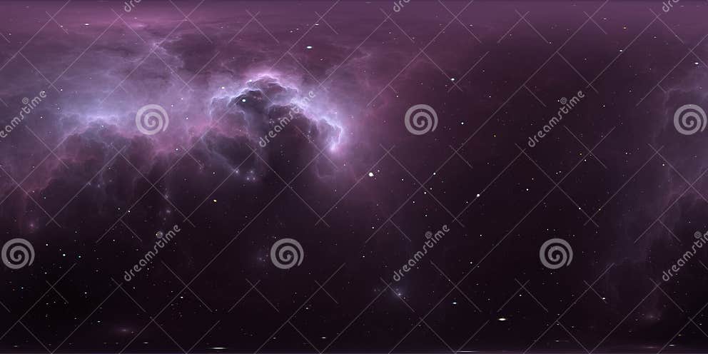 360 Degree Space Background with Nebula and Stars, Equirectangular ...