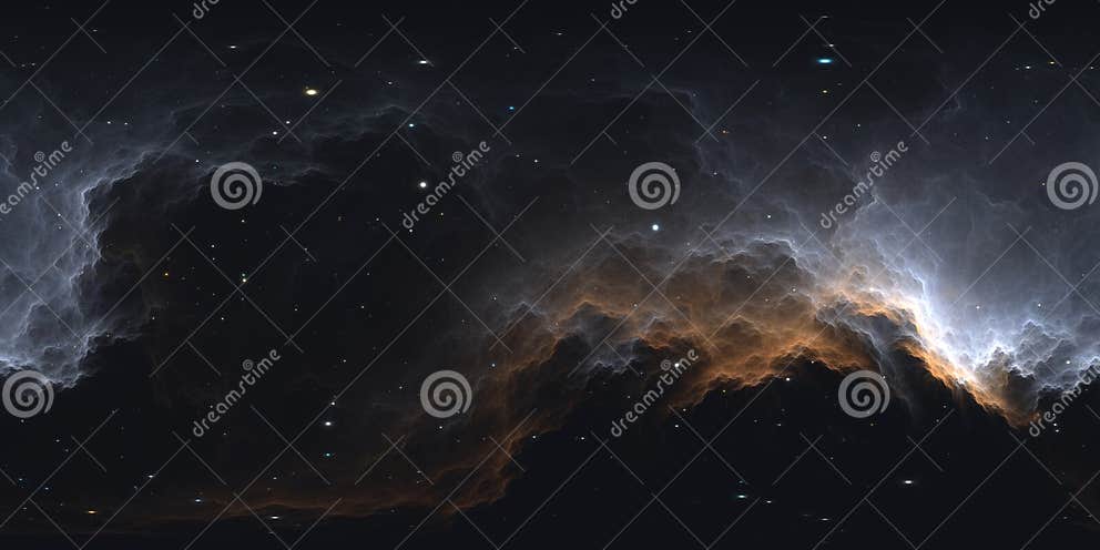 360 Degree Space Background with Nebula and Stars, Equirectangular ...