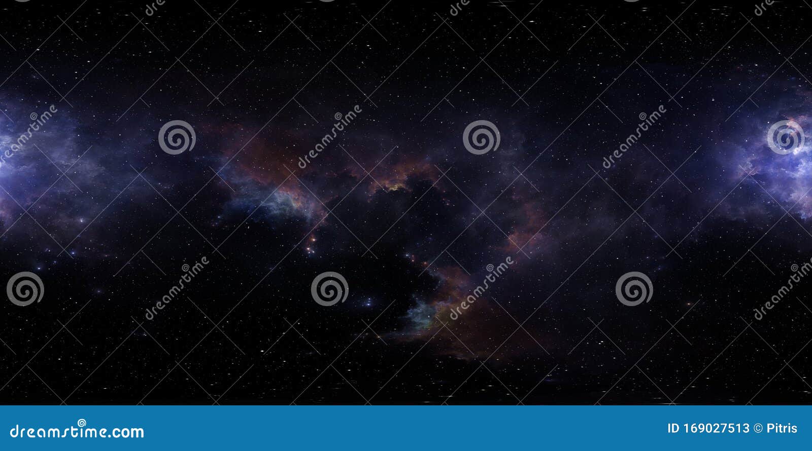360 Degree Space Background with Nebula and Stars, Equirectangular ...
