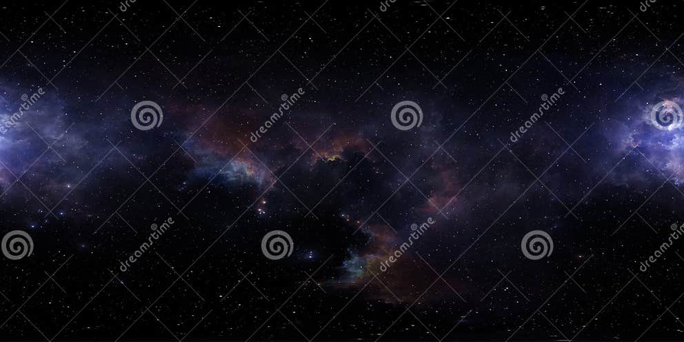 360 Degree Space Background with Nebula and Stars, Equirectangular ...
