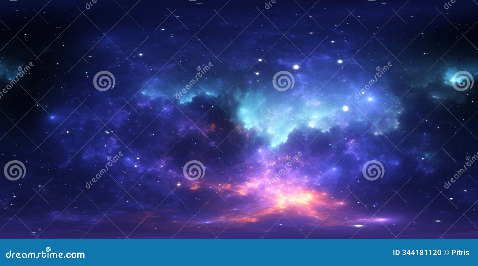 360 Degree Space Nebula. Giant Interstellar Cloud with Stars ...