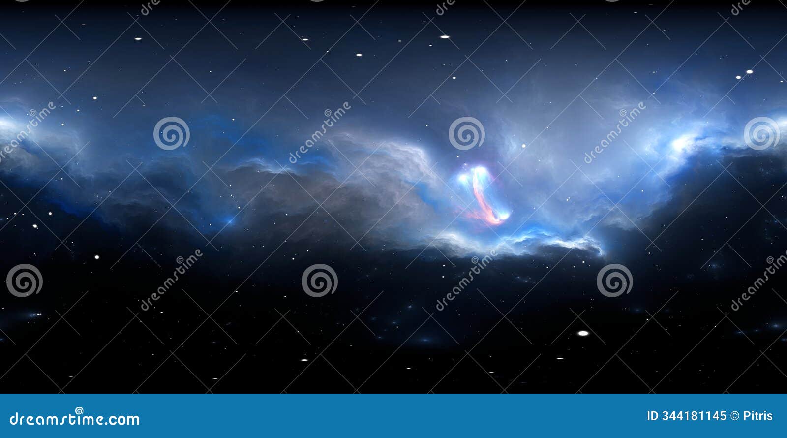 360 Degree Space Nebula. Giant Interstellar Cloud with Stars ...