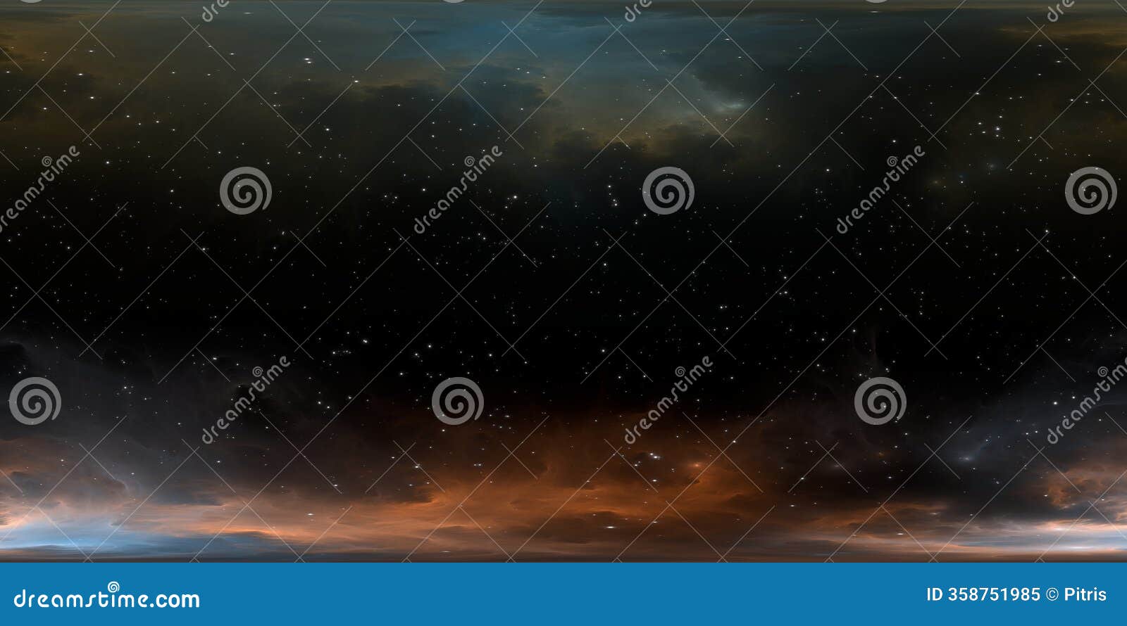 360 Degree Space Nebula. Giant Interstellar Cloud with Stars ...