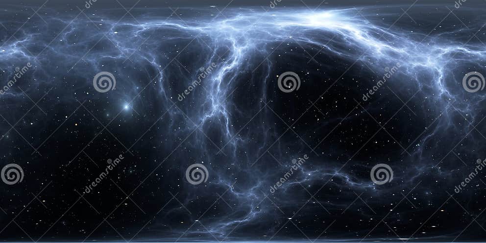 360 Degree Space Nebula. Giant Interstellar Cloud with Stars ...