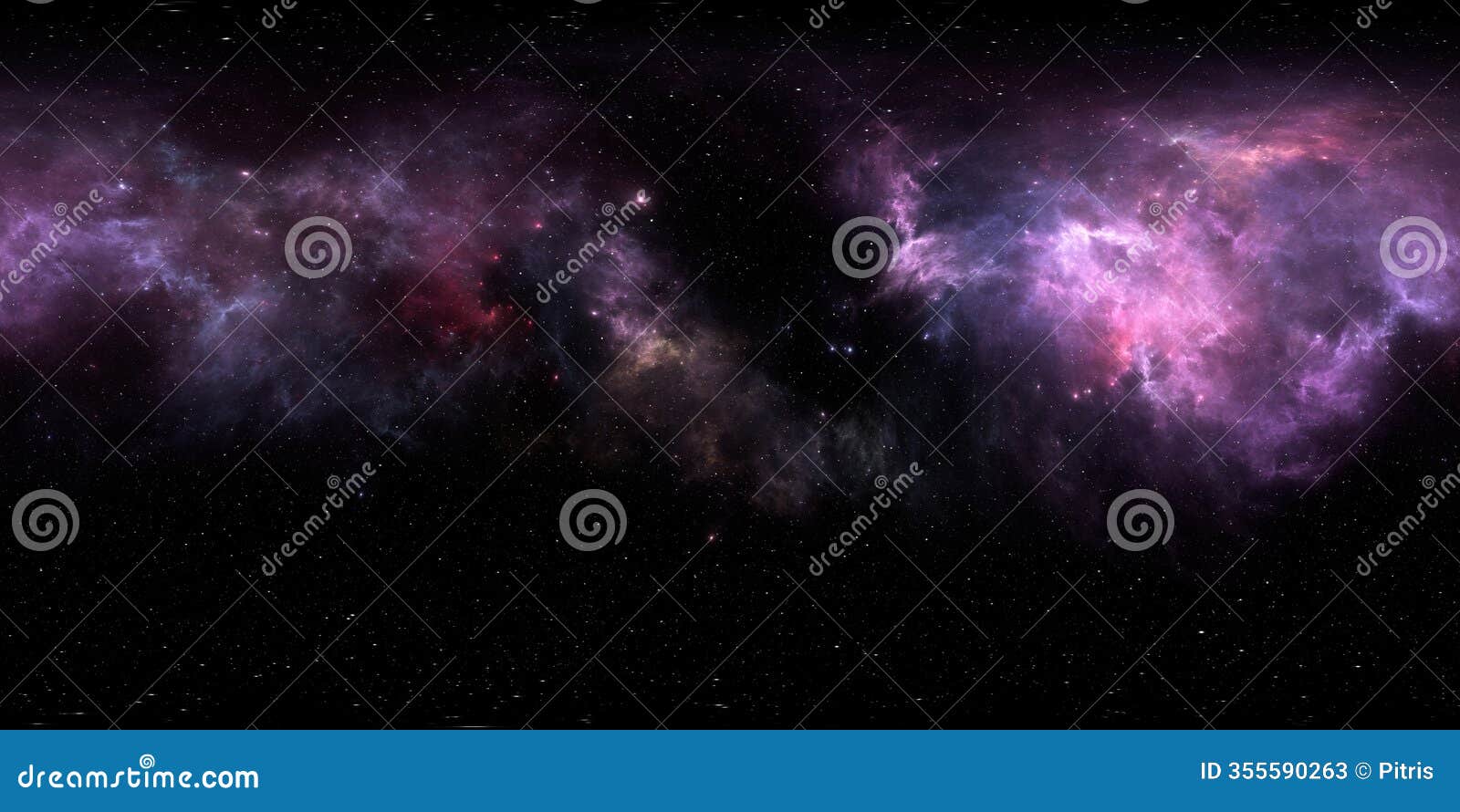 360 Degree Space Nebula. Giant Interstellar Cloud with Stars ...