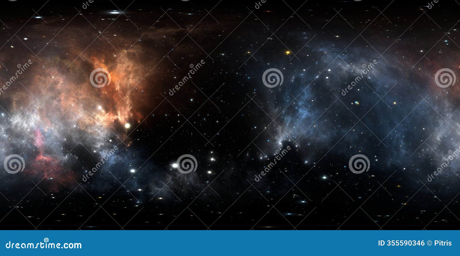 360 Degree Space Nebula. Giant Interstellar Cloud with Stars ...