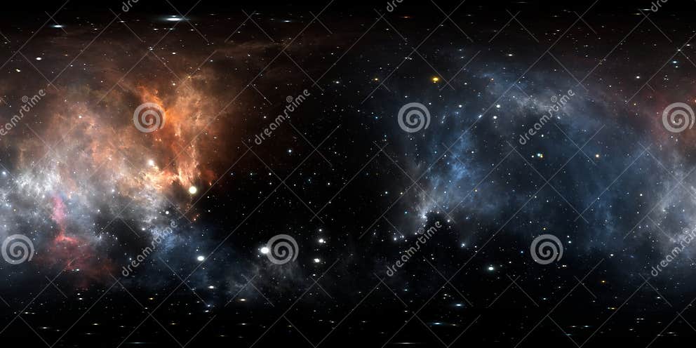 360 Degree Space Nebula. Giant Interstellar Cloud with Stars ...
