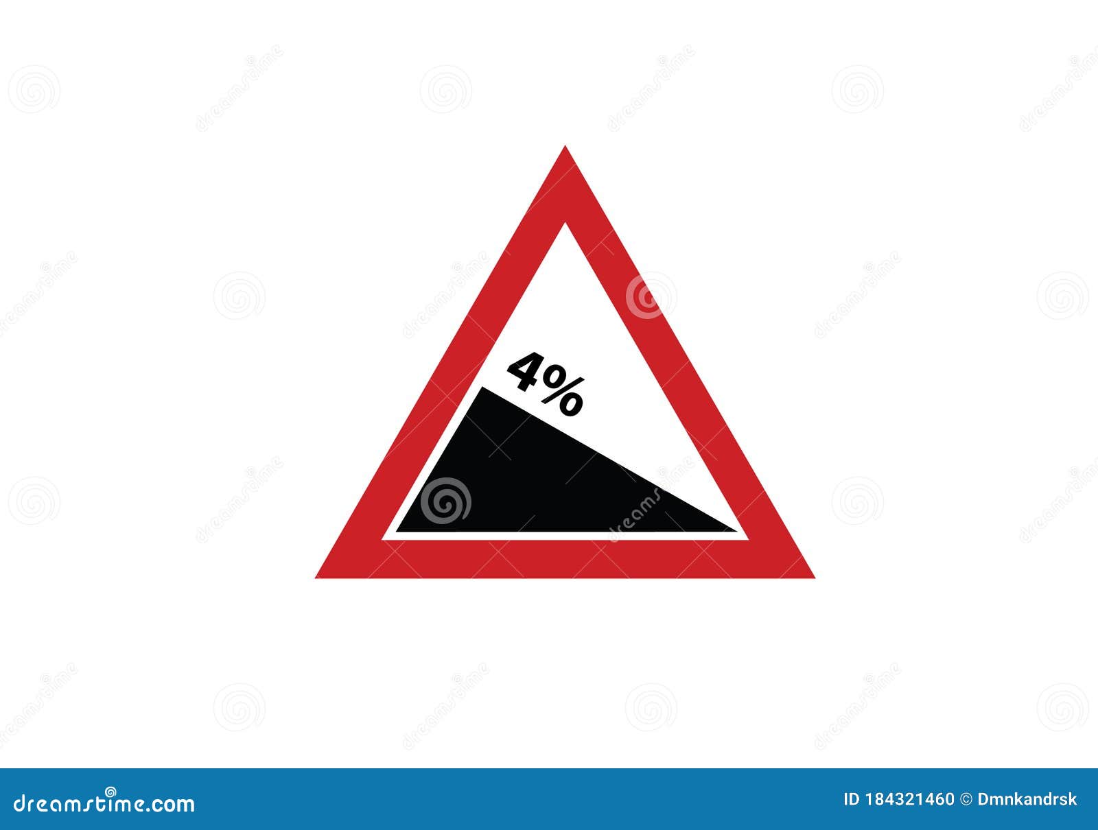 12% Degree Steep Descend Traffic Sign - Symbol - Red Triangle Vector ...