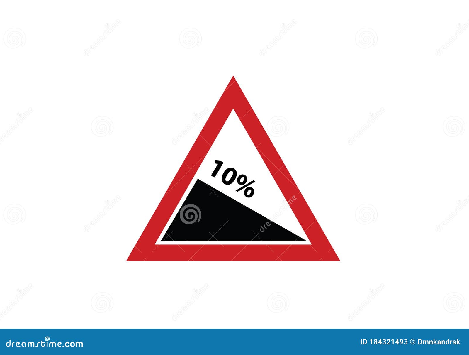 10 Degree Steep Desscend Traffic Sign - Symbol - Red Triangle Stock ...