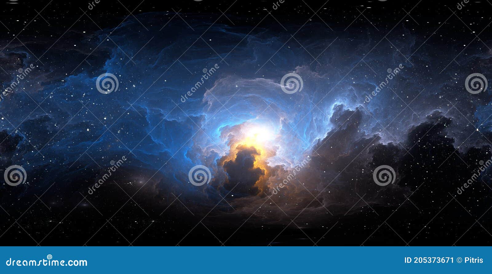 360 Degree Stellar Space Background with Nebula in Another Dimension ...