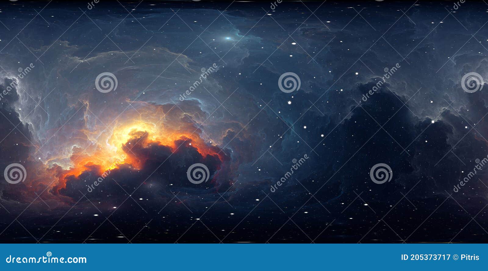 360 Degree Stellar Space Background with Nebula in Another Dimension ...