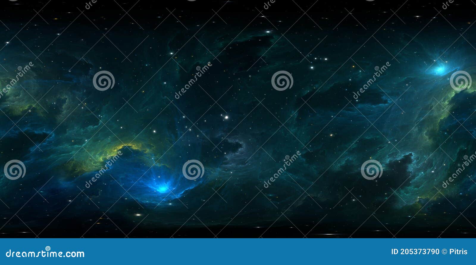 360 Degree Stellar Space Background with Nebula. Panorama, Environment ...