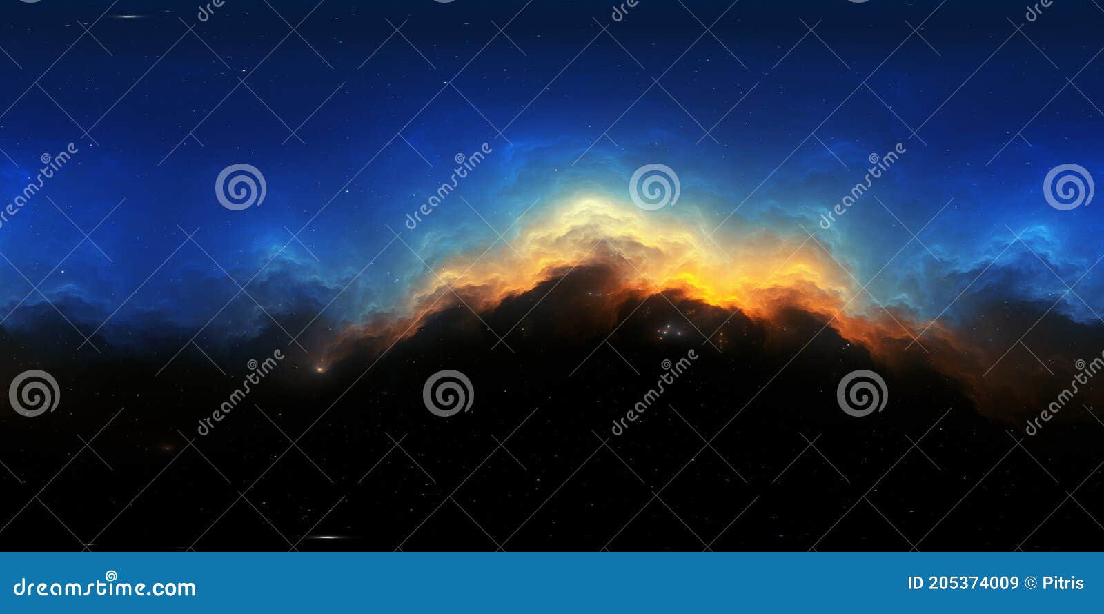 360 Degree Stellar Space Background with Nebula. Panorama, Environment ...