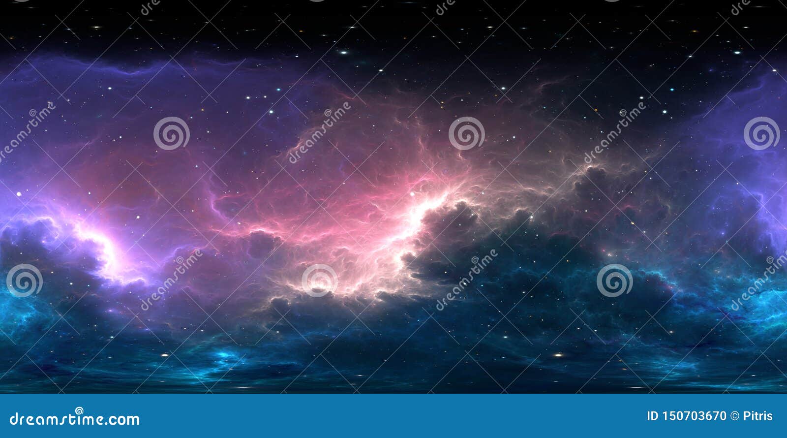 360 Degree Stellar System and Gas Nebula. Environment 360 HDRI Map ...