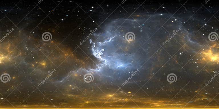 360 Degree Stellar System and Gas Nebula. Panorama, Environment 360 ...