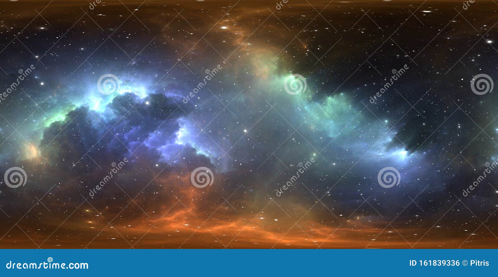 360 Degree Stellar Space Background With Nebula In Another Dimension ...
