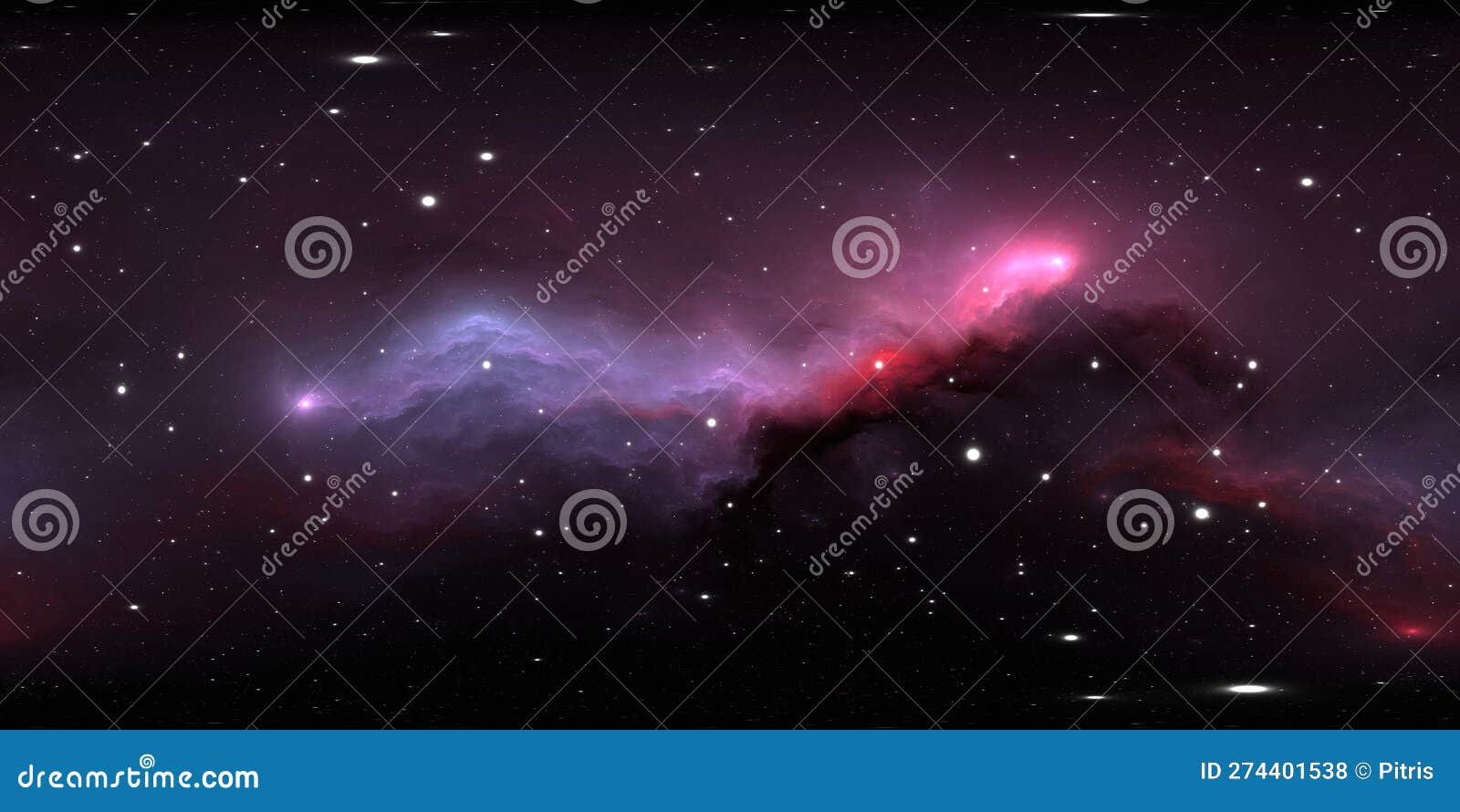 360 Degree Stellar System and Gas Nebula. Panorama, Environment 360 ...