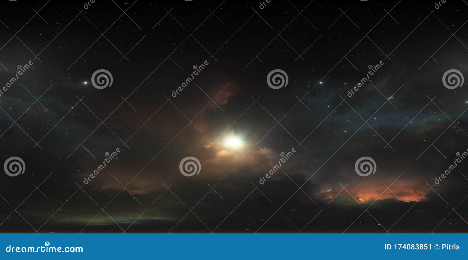 360 Degree Stellar Space Background With Nebula In Another Dimension ...