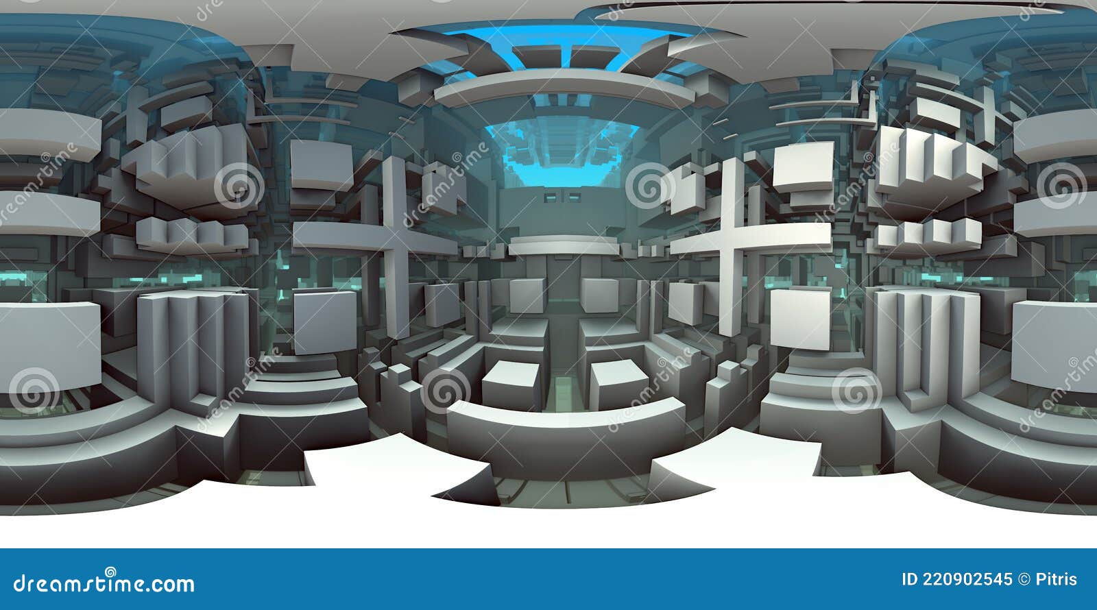 360 Degree Strange Alien Futuristic Cyberpunk Complex, Equirectangular ...