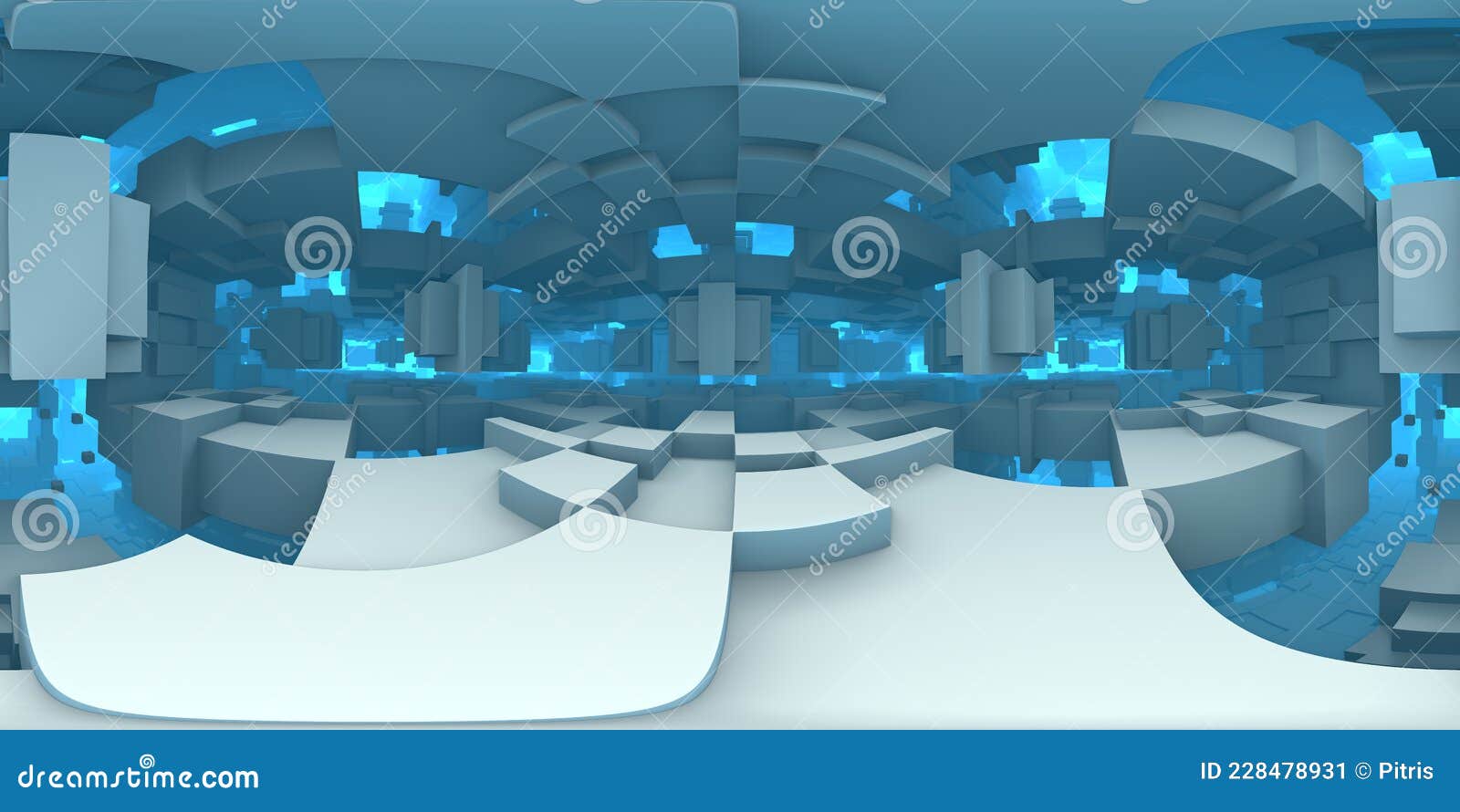 360 Degree Strange Alien Futuristic Cyberpunk Complex, Equirectangular ...