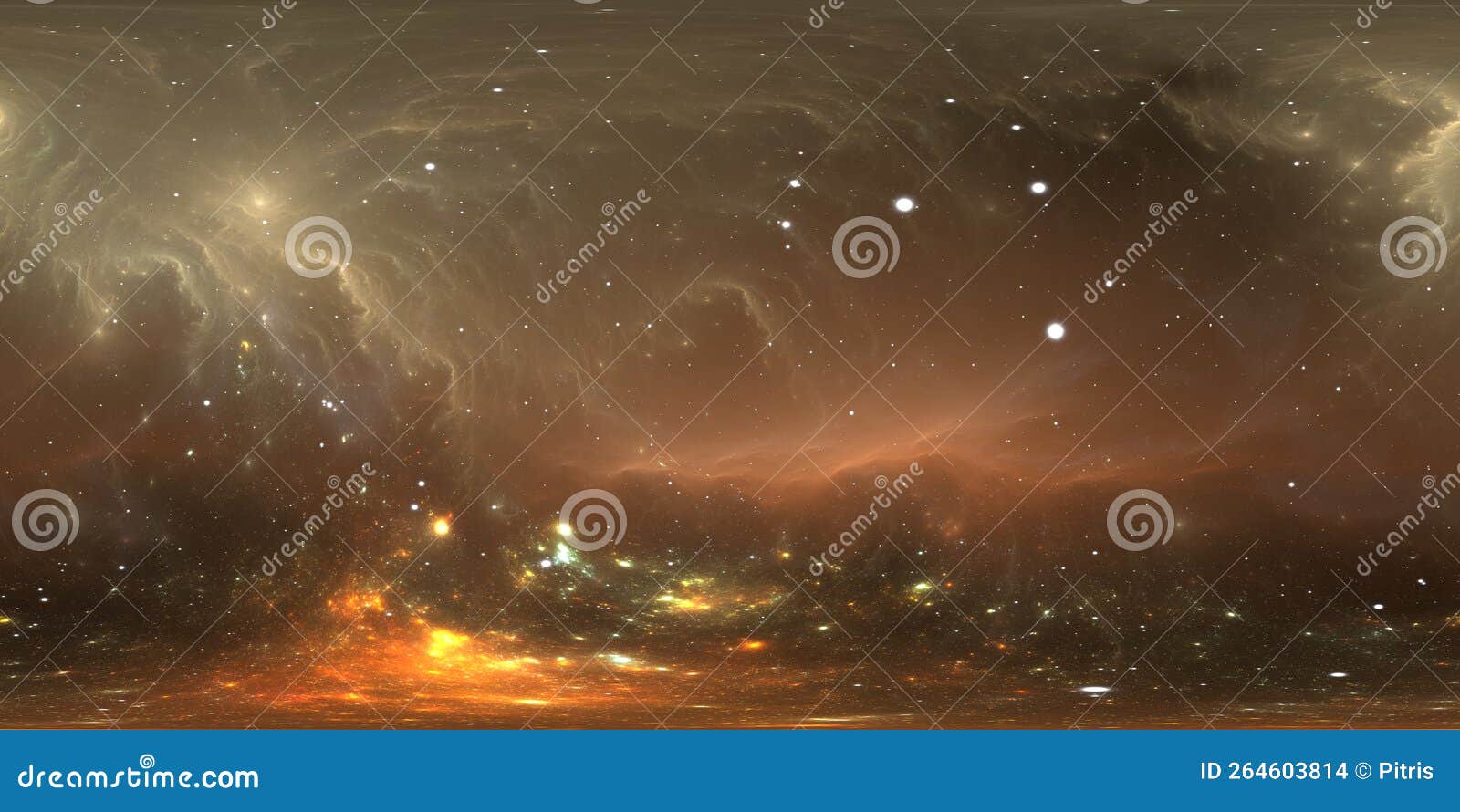 360 Degree Universe. Young Stars Blazing Inside Glowing Nebula ...