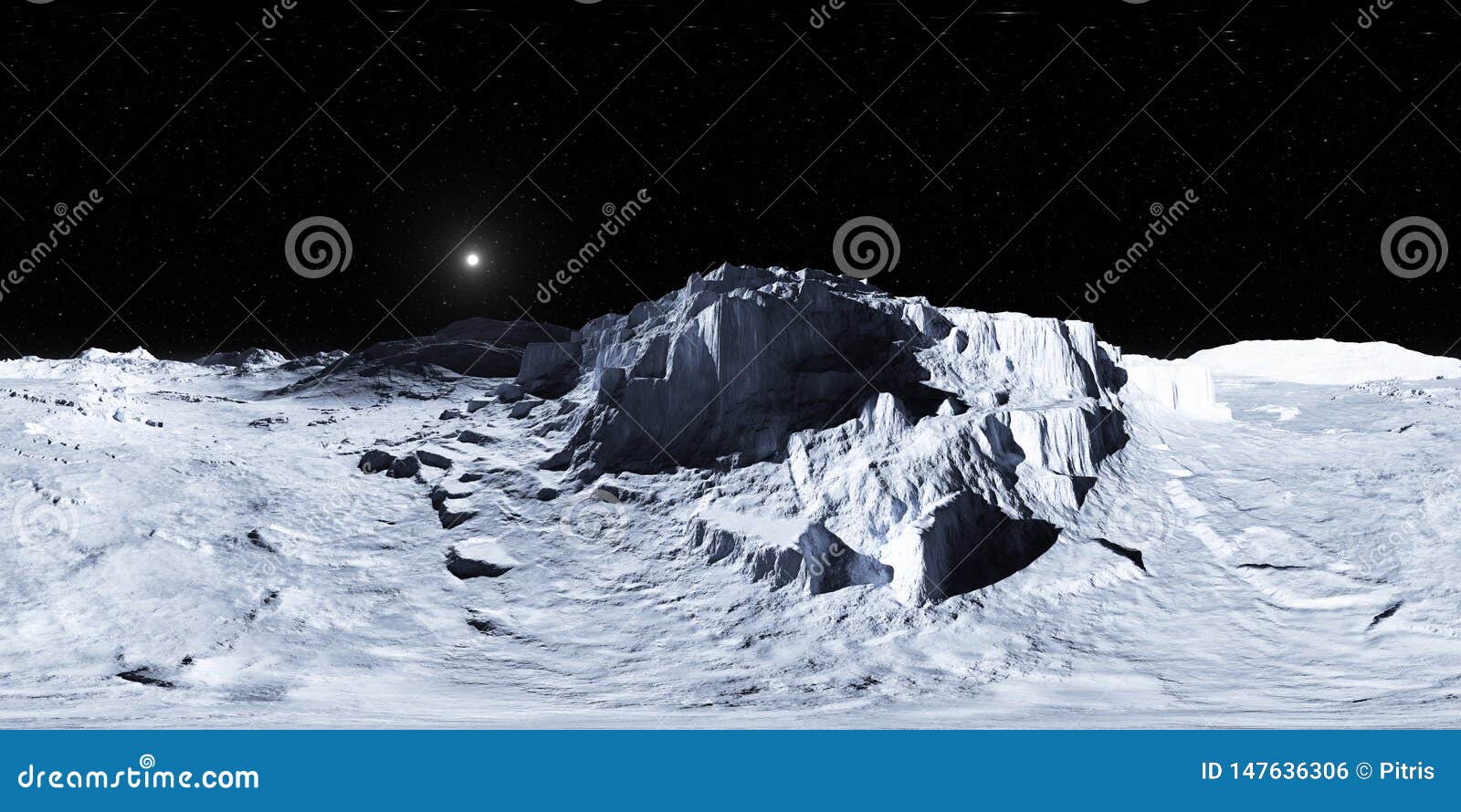 360 Degree View From Jupiter`s Moon, Equirectangular Projection ...