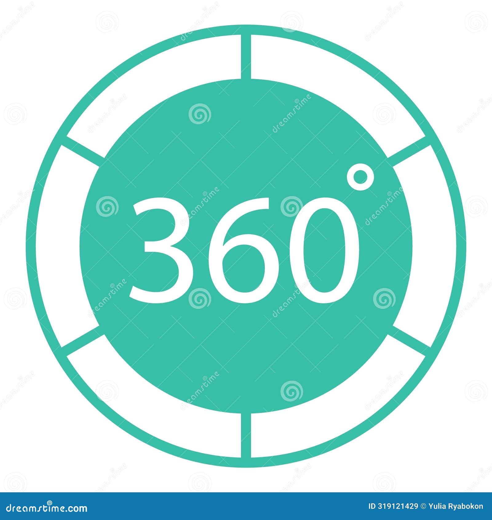 Minimalistic Icon Representing a 360degree Panoramic View or Rotation ...