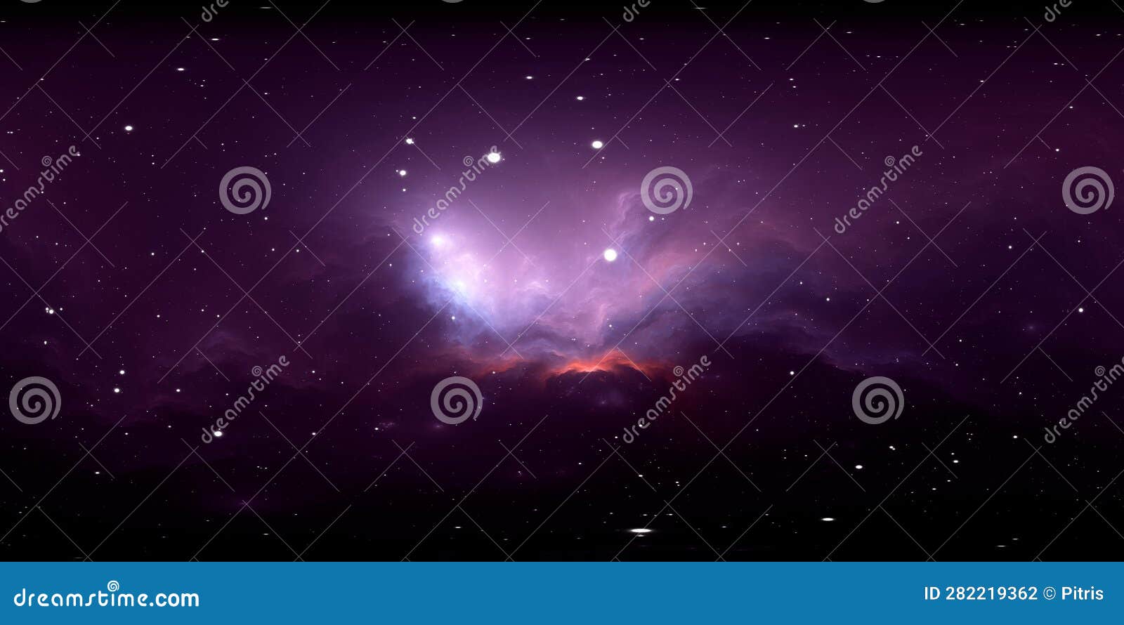 360 Degree Virtual Reality Space Reflection Nebula, Equirectangular ...