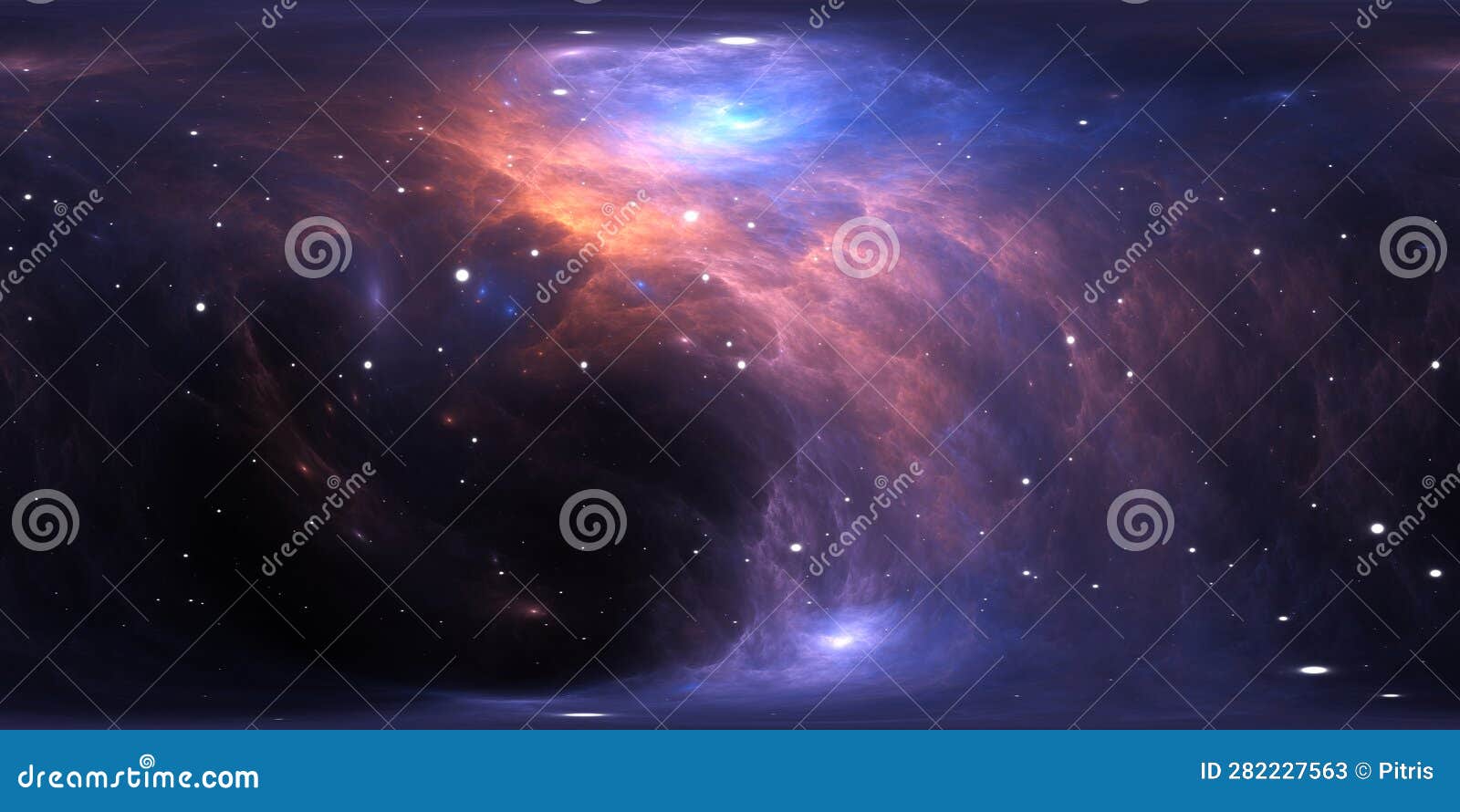 360 Degree Virtual Reality Space Reflection Nebula, Equirectangular ...