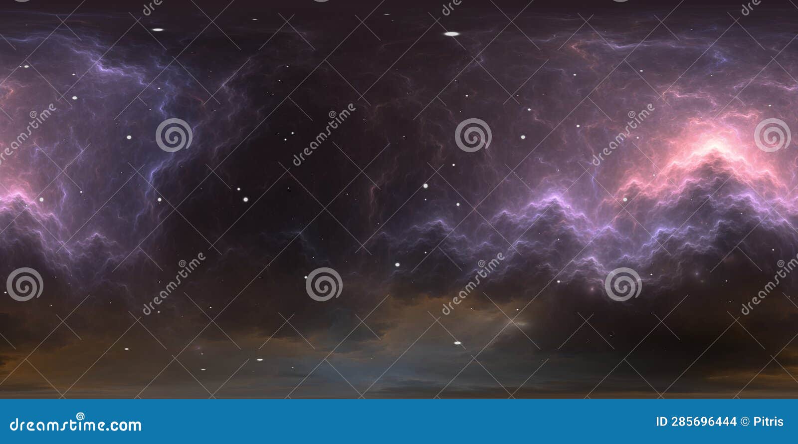 360 Degree Virtual Reality Space Reflection Nebula, Equirectangular ...
