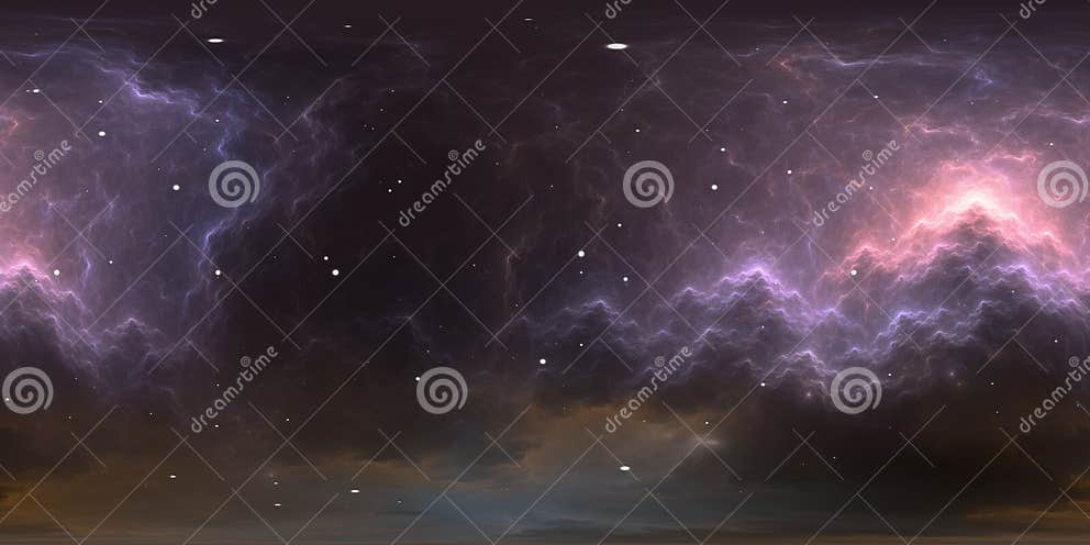 360 Degree Virtual Reality Space Reflection Nebula, Equirectangular ...
