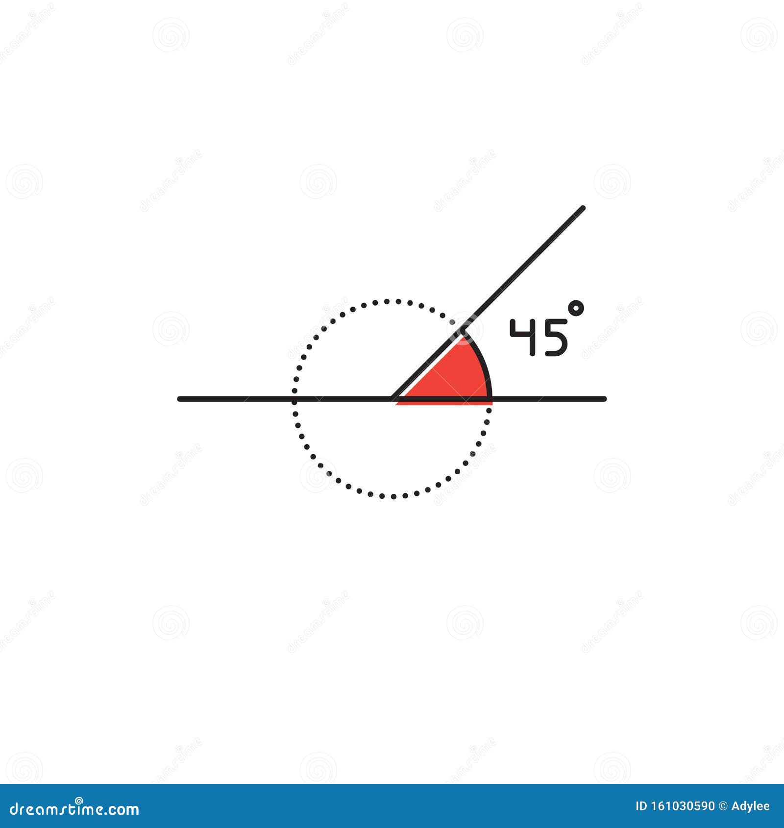 45 Degrees Angle Vector Icon Formula Isolated on White Background Stock ...