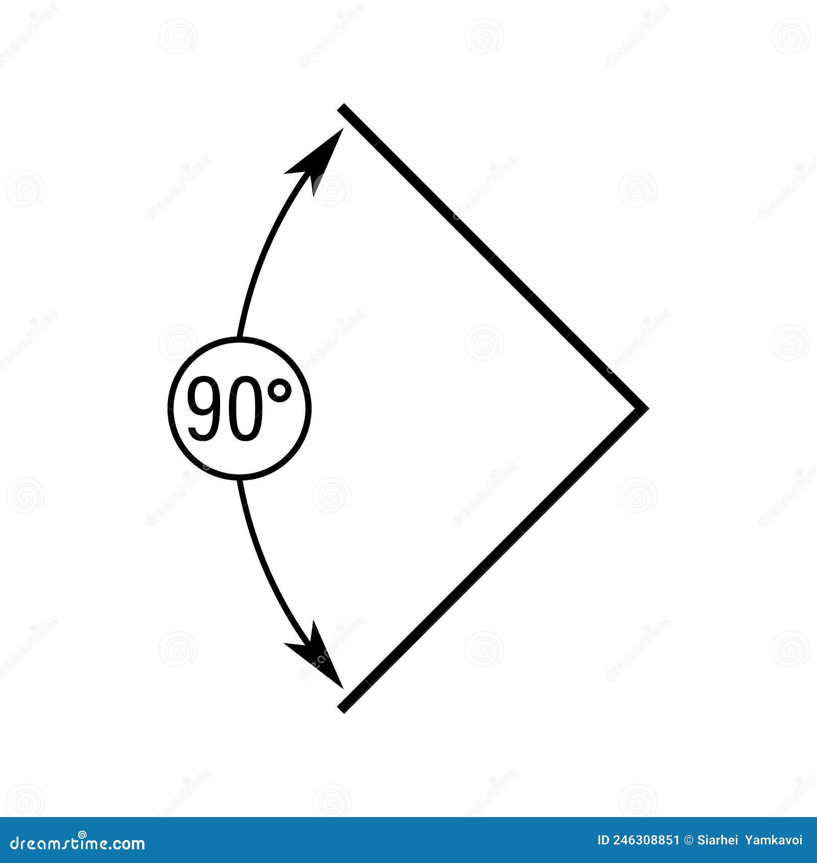 90 Degrees Angle Vector Icon. Right Angle Symbol with Arrow. Isolated ...