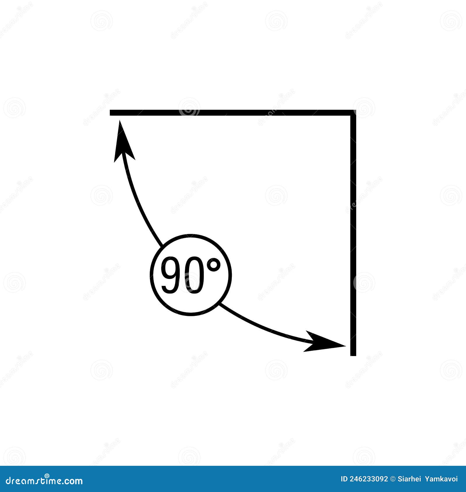 90 Degrees Angle Vector Icon. Right Angle Symbol with Arrow. Isolated ...