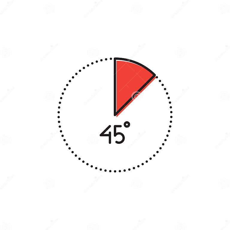 45 Degrees Angle Vector Icon Symbol Isolated on White Background Stock ...