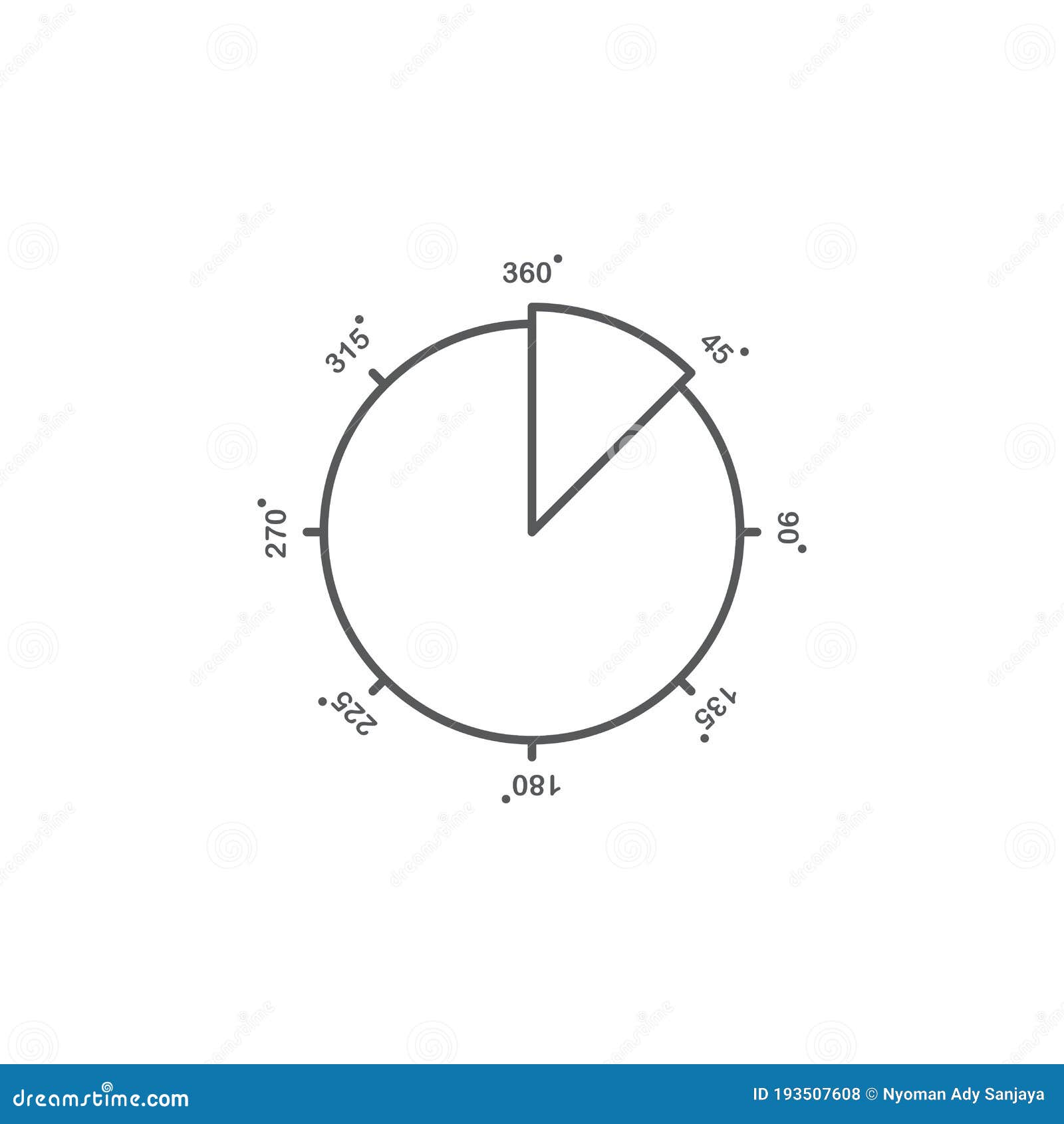 45 Degrees Angle Vector Icon Symbol Isolated on White Background Stock ...