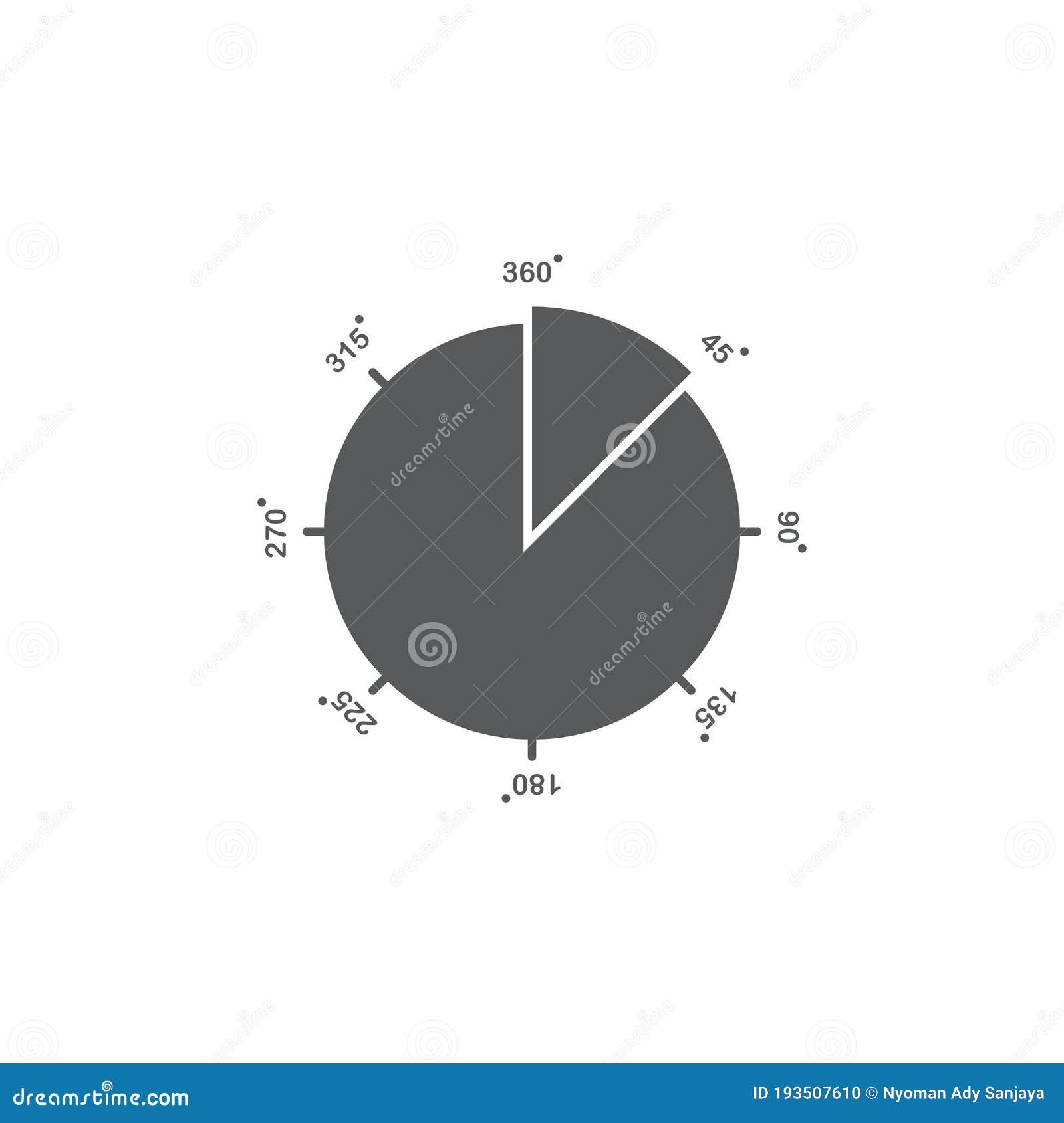 45 Degrees Angle Vector Icon Symbol Isolated on White Background Stock ...