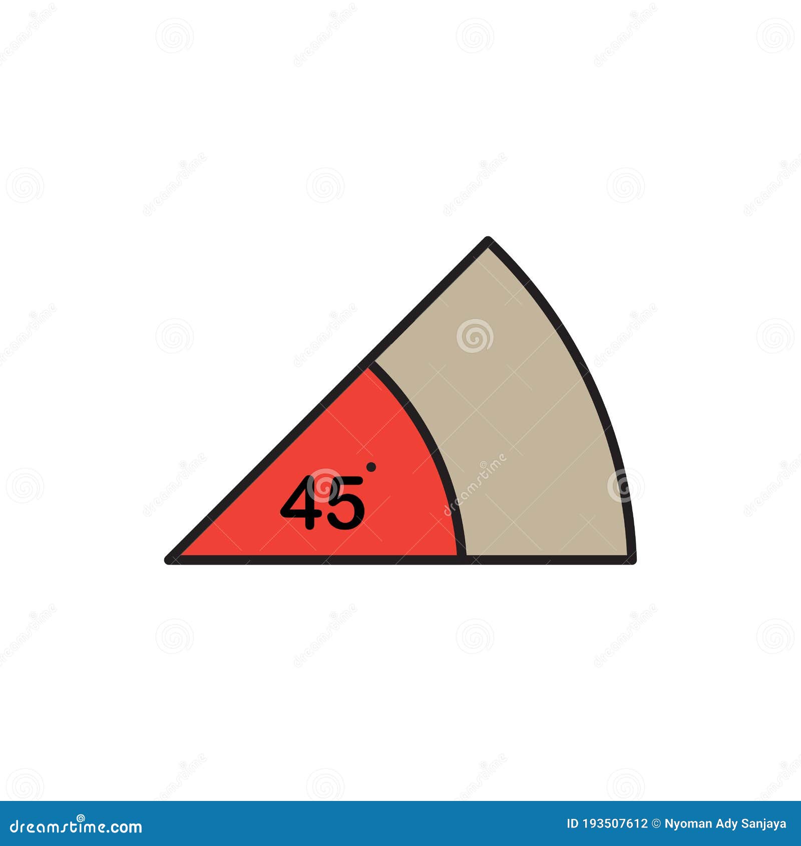 45 Degrees Angle Vector Icon Symbol Isolated on White Background Stock ...