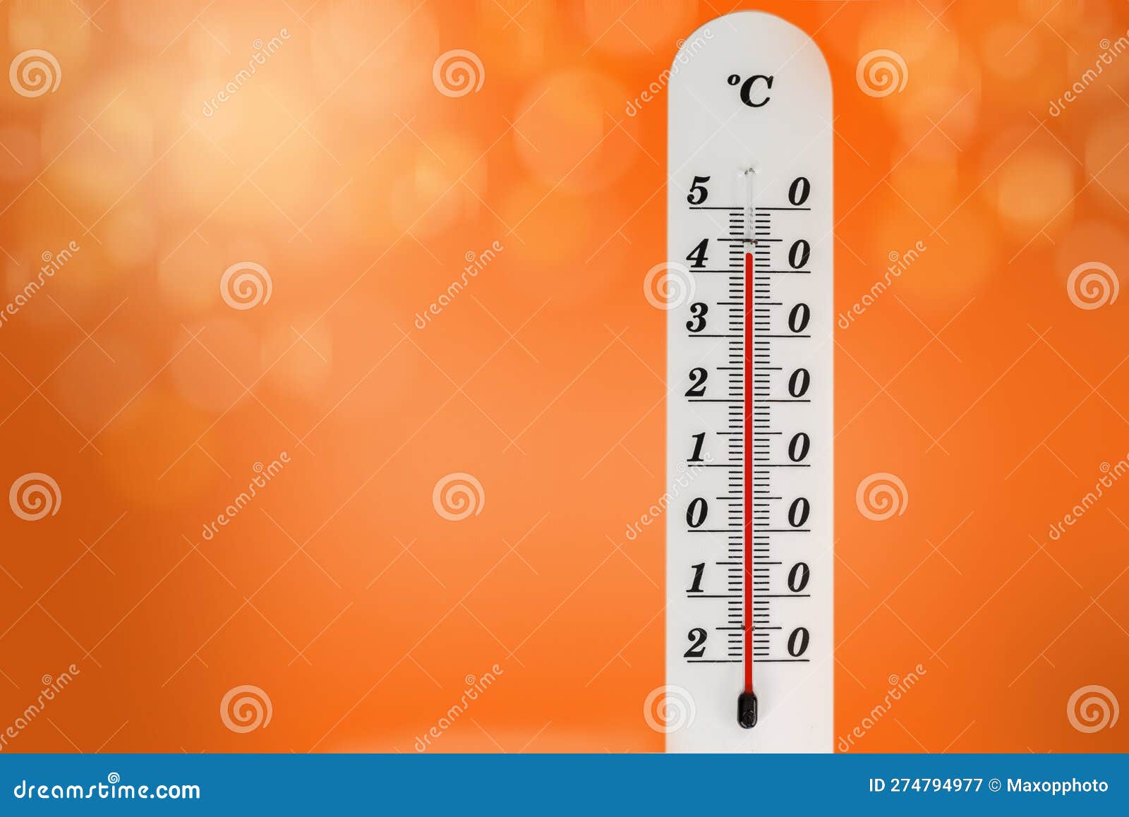 42 Degrees Celsius on a Thermometer. Global Warming Concept Stock Image ...