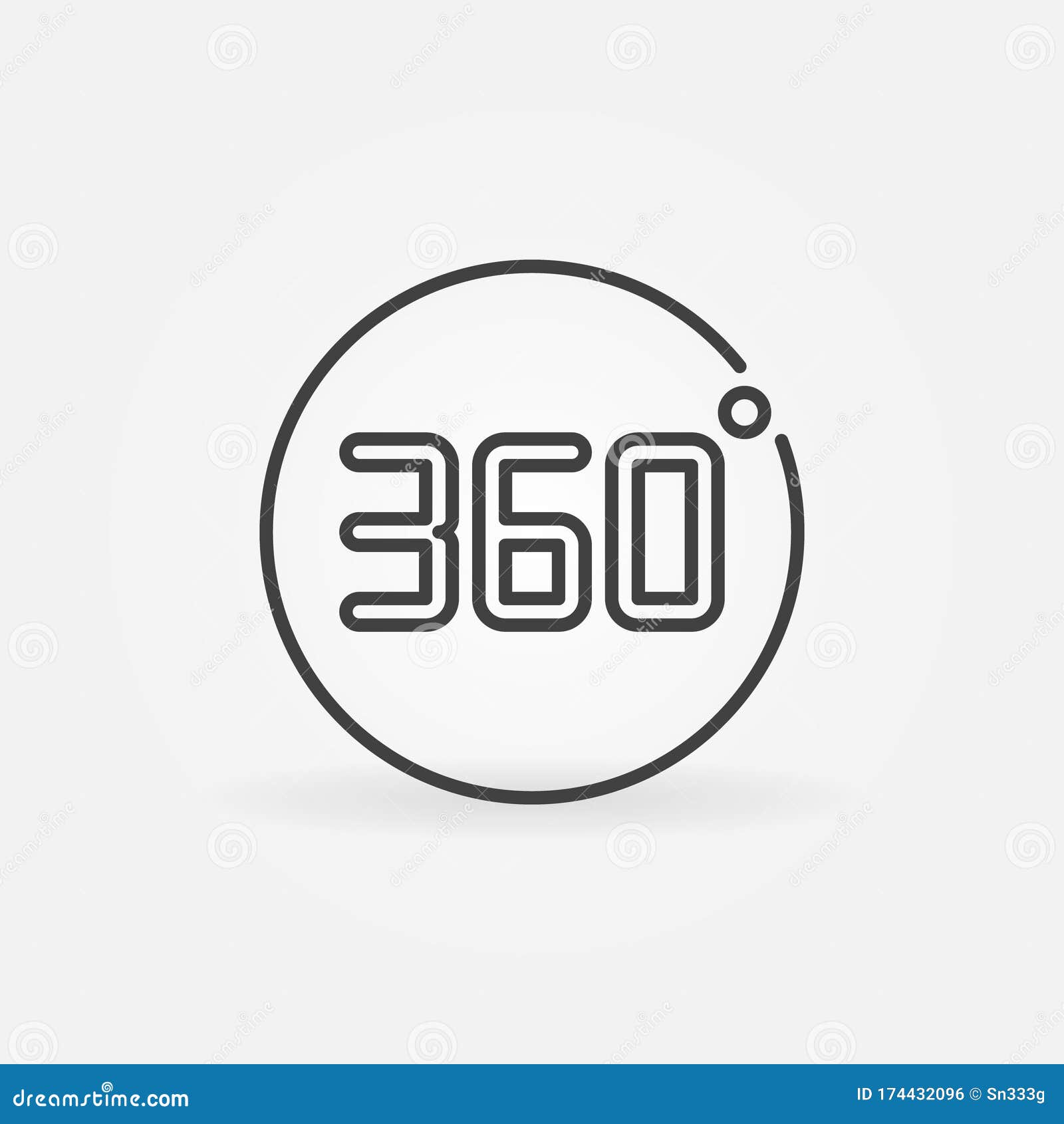 360 Degrees in Circle Vector Outline Icon or Symbol Stock Vector ...