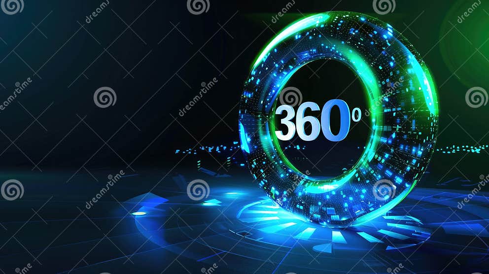 360 Degrees Digital Glowing Circle AI Generated Stock Illustration ...