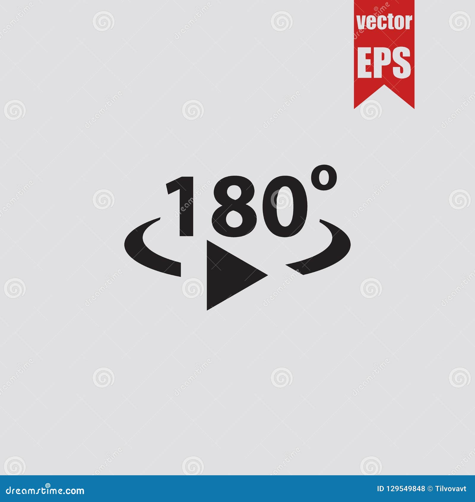 180 Degrees Icon Isolated on Grey Background.Vector Illustration. Stock ...