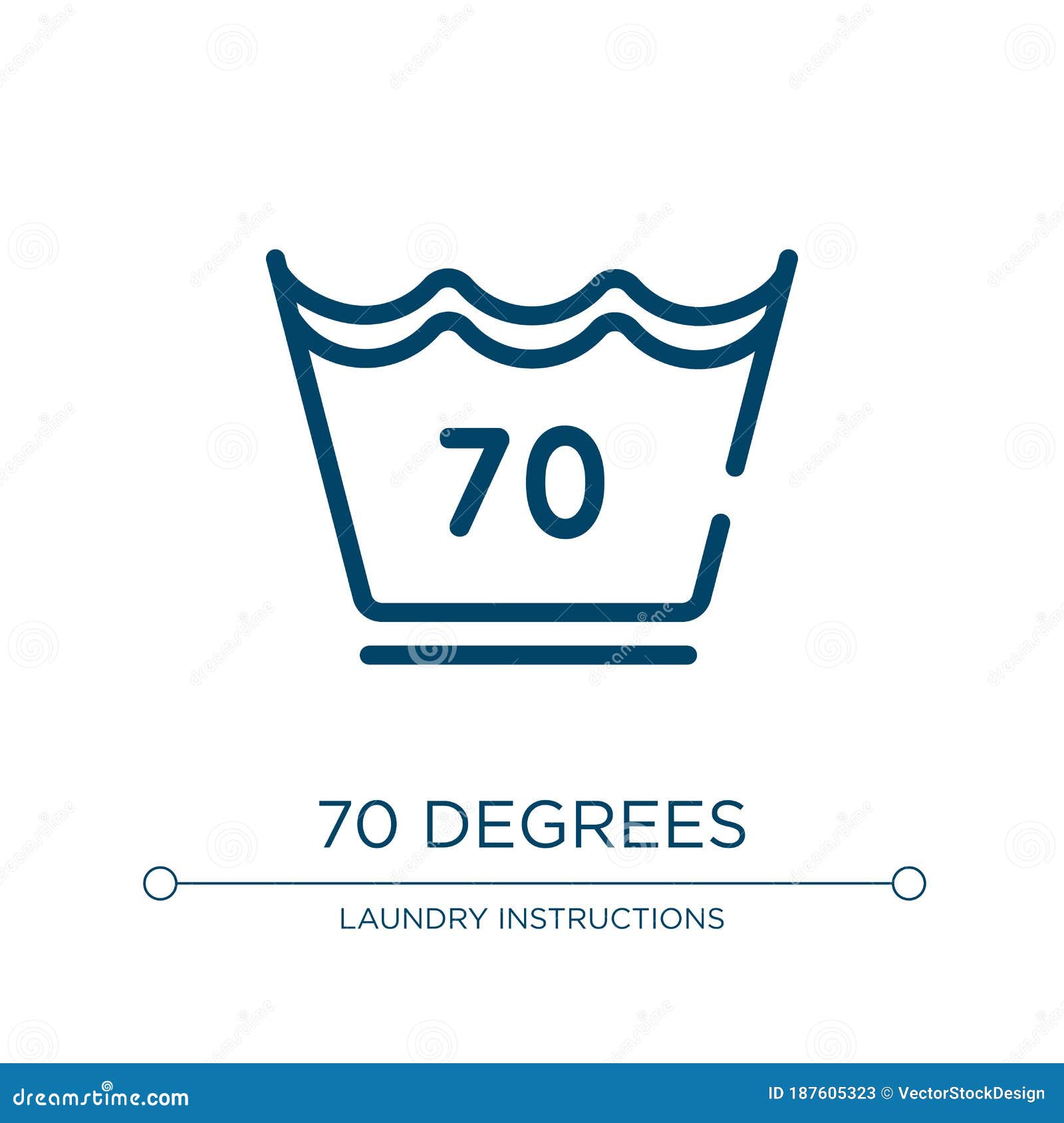 70 Degrees Icon. Linear Vector Illustration from Laundry Instructions ...