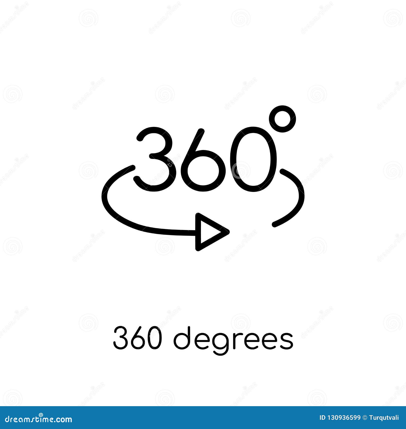 360 Degrees Icon. Trendy Modern Flat Linear Vector 360 Degrees I Stock ...