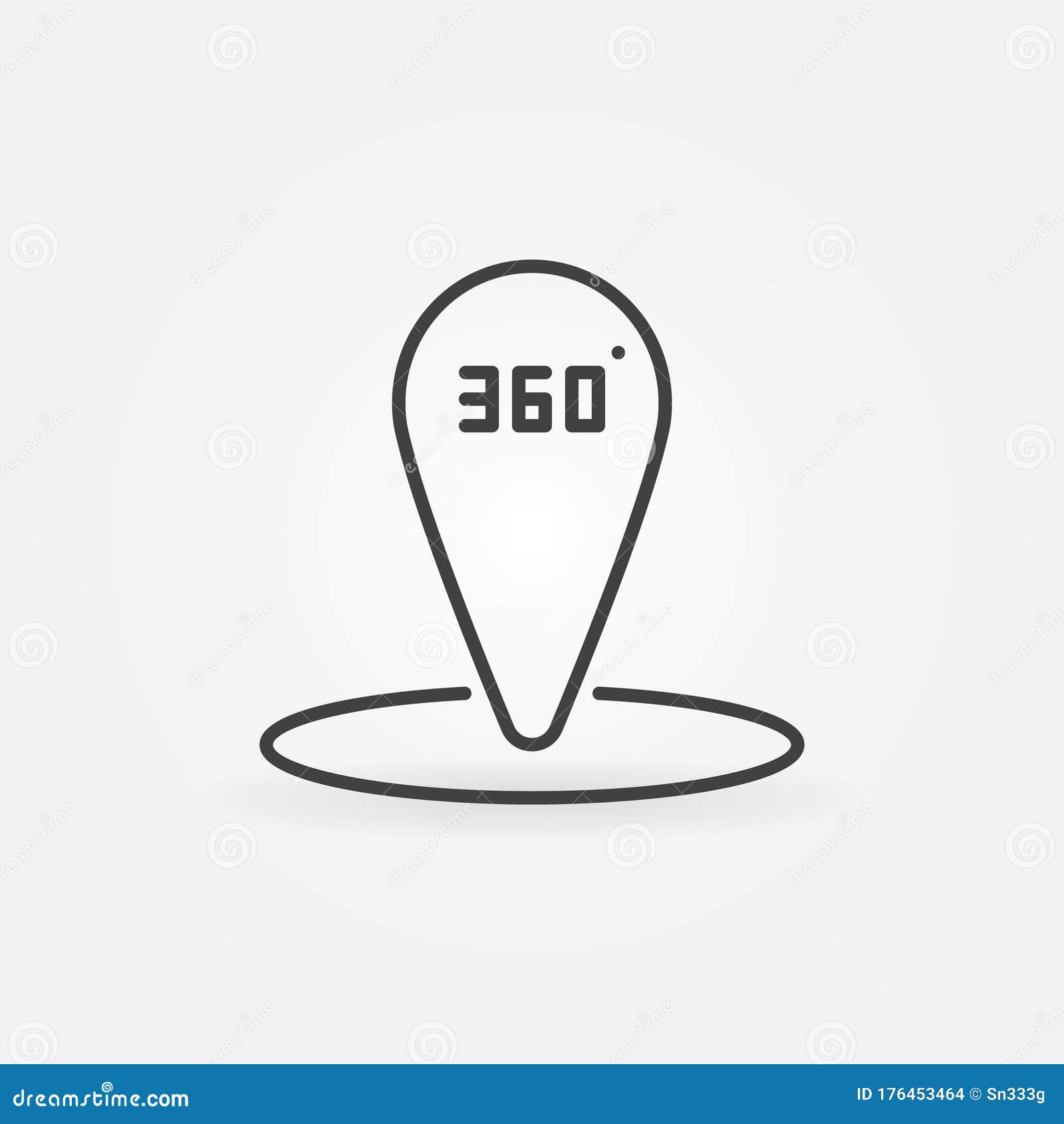 360 Degrees Map Pin Vector Concept Outline Icon Stock Vector ...