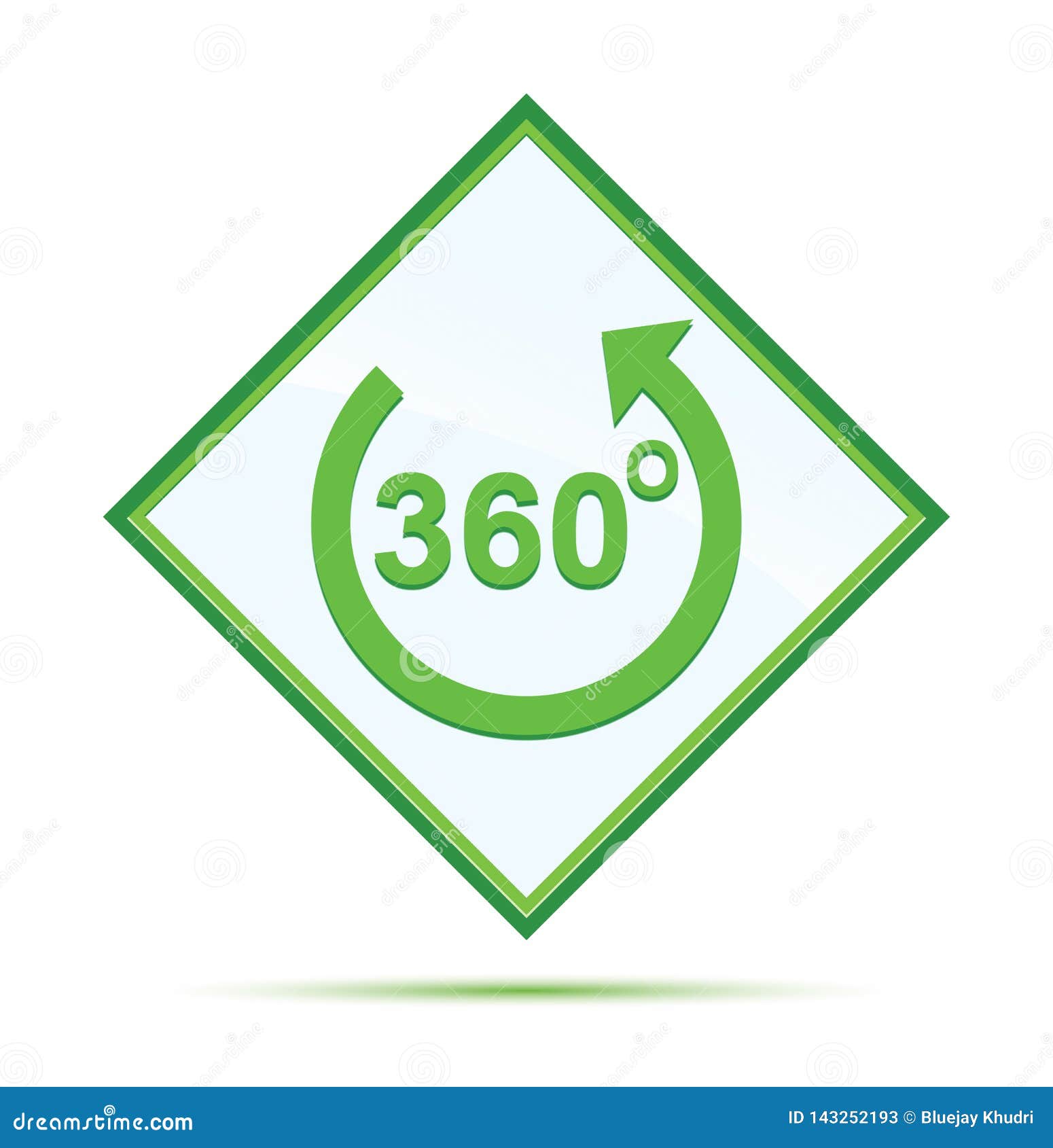 360 Degrees Rotate Arrow Icon Modern Abstract Green Diamond Button ...